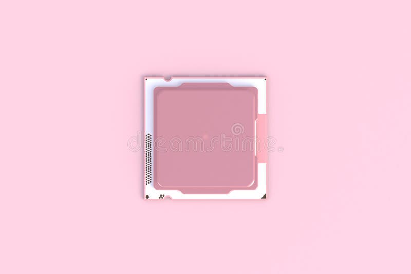 Top View of CPU Central Processing Unit Microchip Isolated on Pink ...