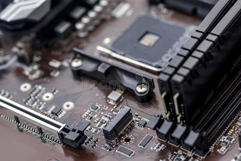 Cpu Of Personal Computer Top View At Motherboard Stock Image - Image of ...