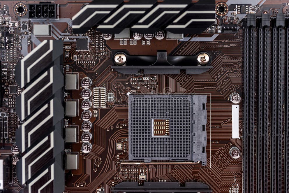 Top View at Cpu of Motherboard of Personal Computer Stock Photo - Image ...