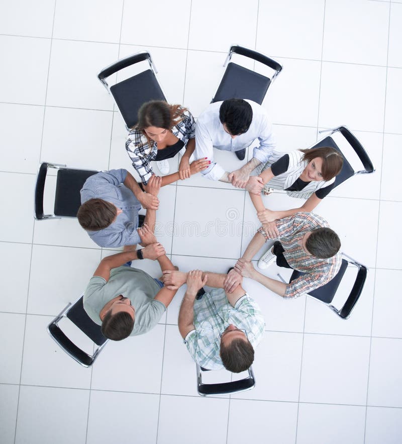 Top View.creative Business Group Folded Out of the Hands of the Circle ...