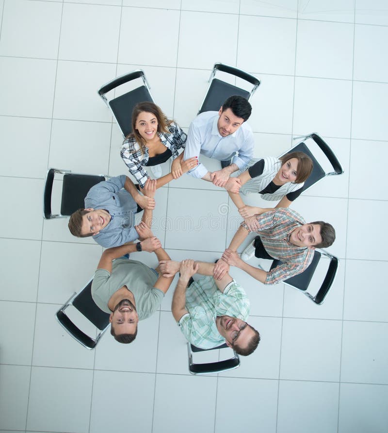 Top View.creative Business Group Folded Out of the Hands of the Circle ...