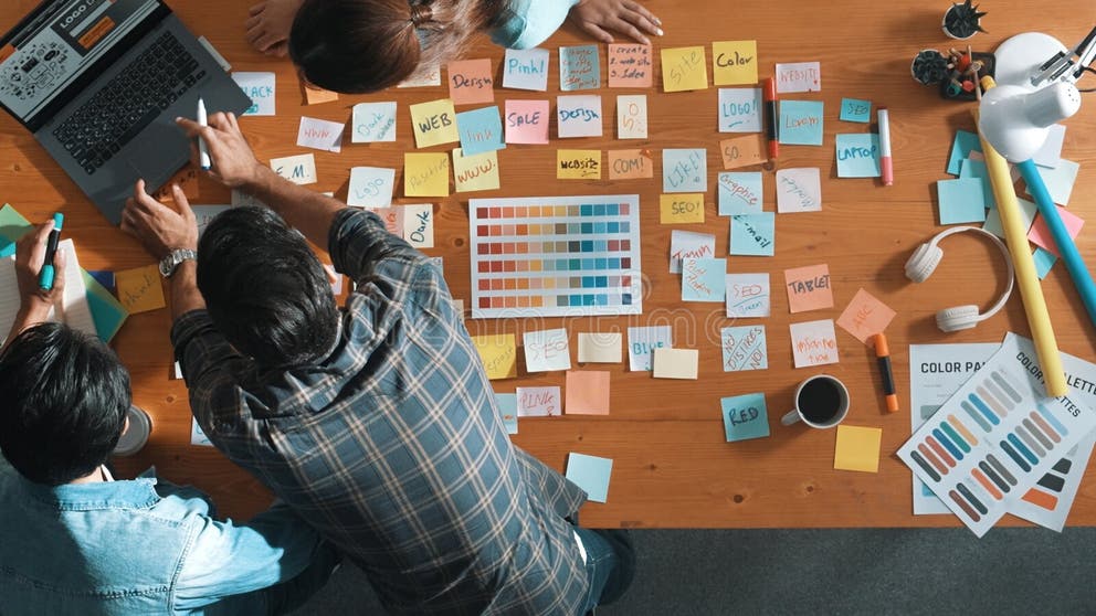 Top View of Creative Designer Working Together Brainstorming Idea ...