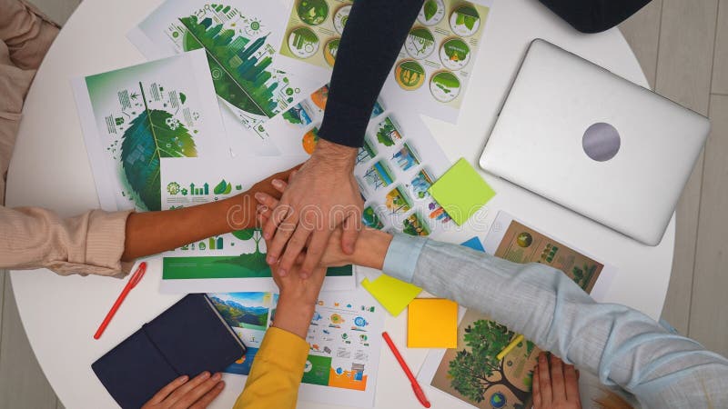 Top View Creative Project Team Meeting in Boardroom at Desk, Discussing ...