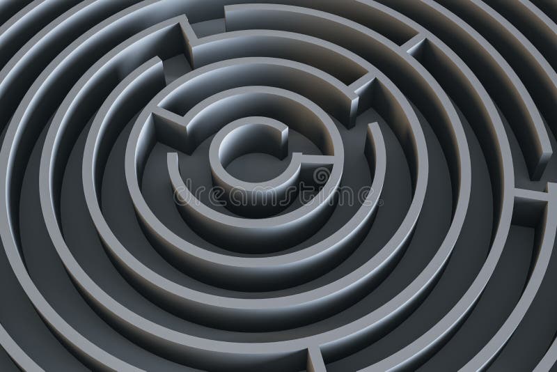 Top View of Creative Round Maze Background. Solution and Way Out ...