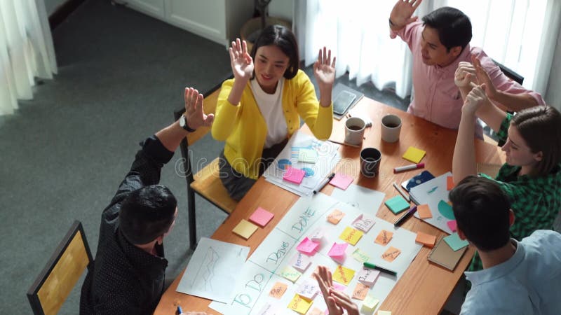 Top View of Team Giving High Five while Making Scrum Task Board ...