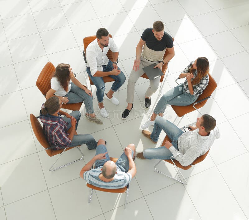 Creative Team Sitting in Class for Team Building Stock Image - Image of ...