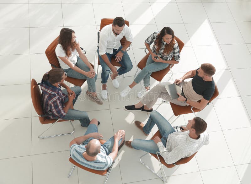 Creative Team Sitting in Class for Team Building Stock Image - Image of ...