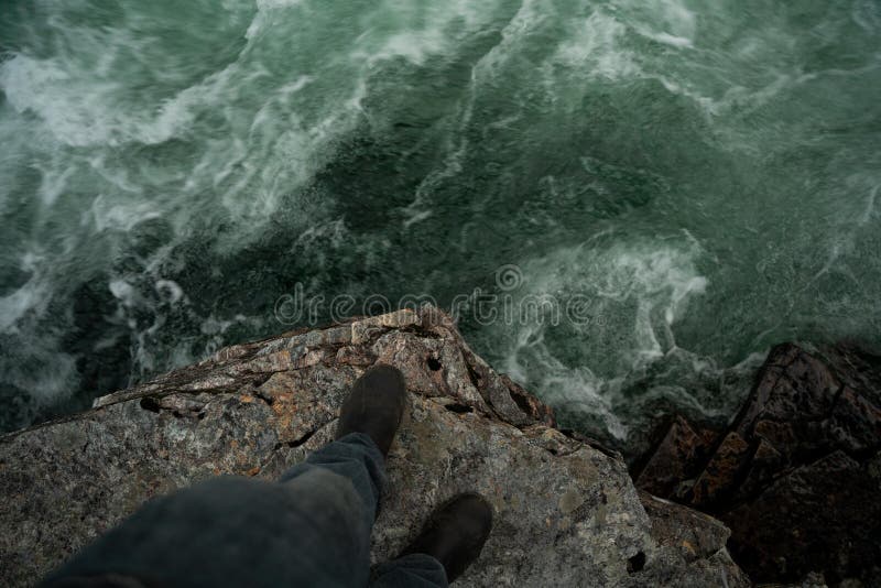 Top View of a Creek Flowing among Rocky Cliffs Stock Photo - Image of ...