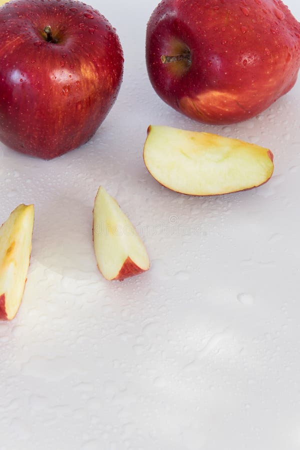 Top View of Crispy Red Apples on White Background, Space for Text Stock ...