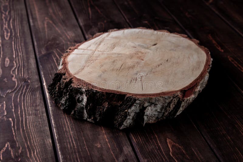 Top View Cross Section of Birch Tree Trunk on Wooden Table, Template ...