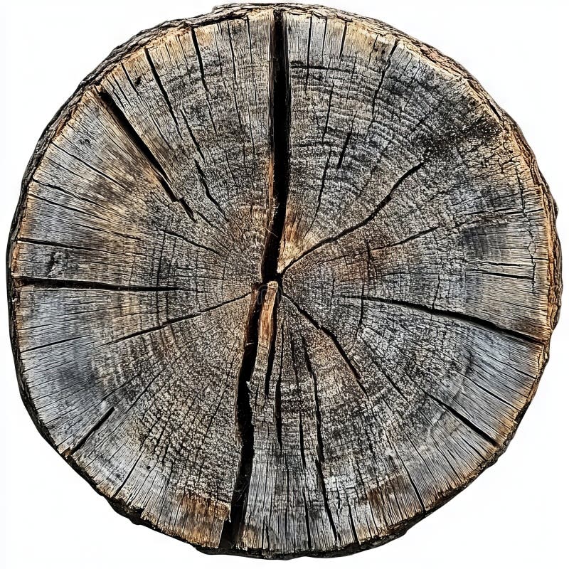 The Top View of a Cross-section of Tree Rings, Isolated on White, is ...