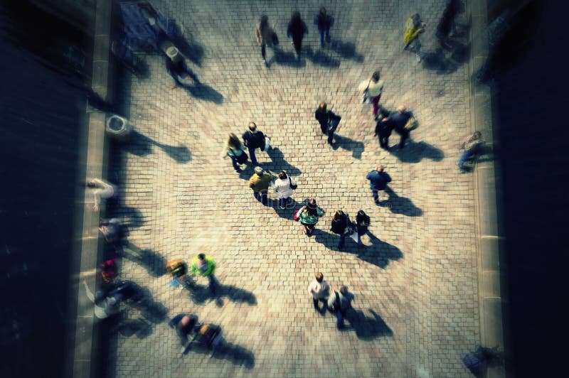 Top View Crowd on Bridge with Unrecognizable Faces Stock Image - Image ...
