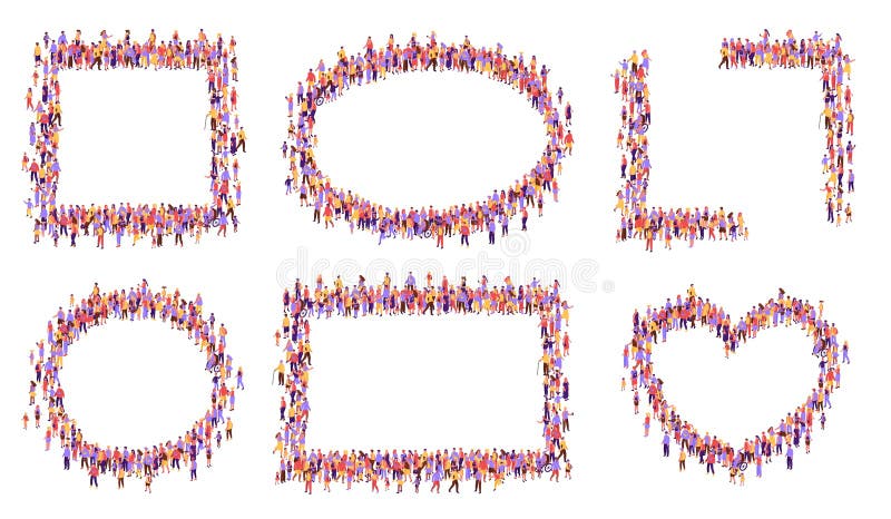 Top View Crowd Frames. Community Unity Frame with Diverse Group of ...
