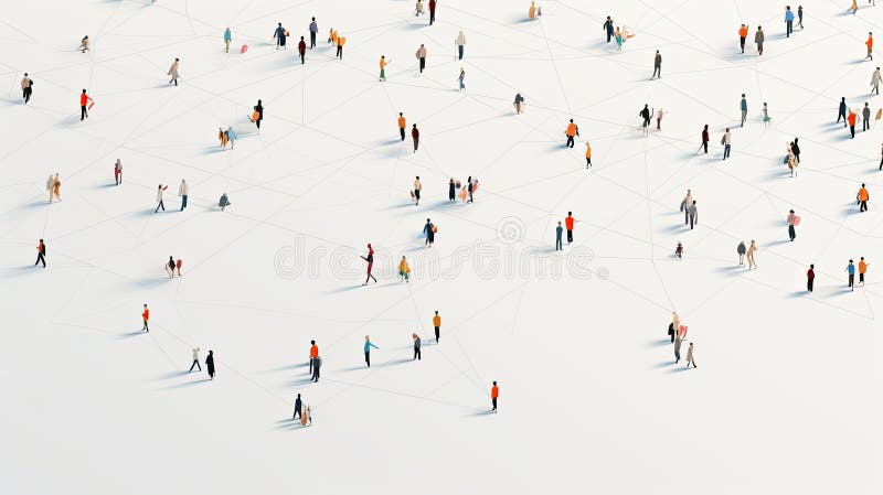 Top View of Crowd People Connected by Lines, AI Generated Stock ...