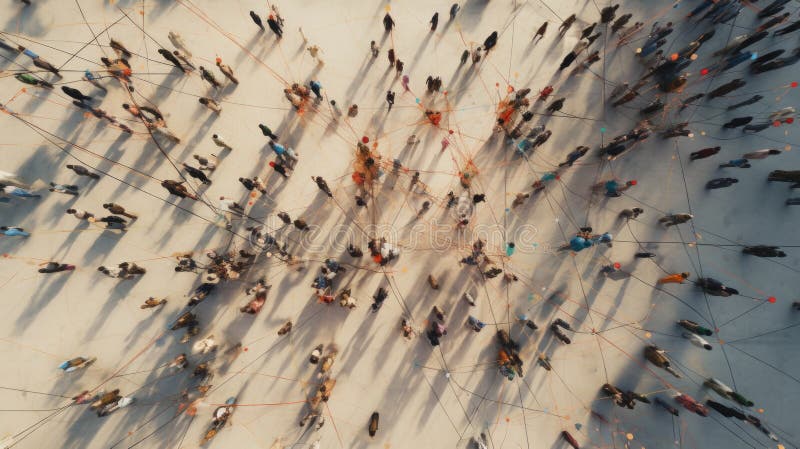 Top View of Crowd People Connected by Lines, AI Generated Stock ...