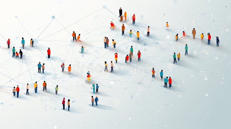 Top View of Crowd People Connected by Lines, AI Generated Stock ...