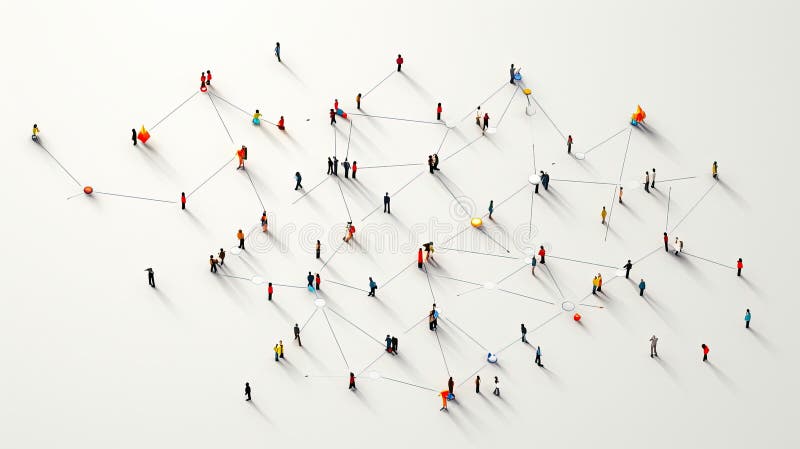 Top View of Crowd People Connected by Lines, AI Generated Stock ...