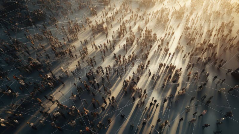 Top View of Crowd People Connected by Lines, AI Generated Stock ...