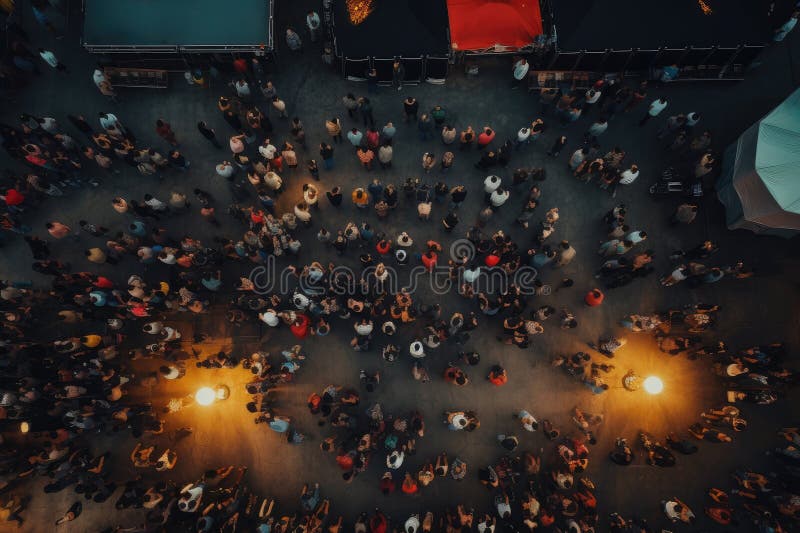 Top View of Crowd of People Watching Concert, Crowd in Open Air Concert ...