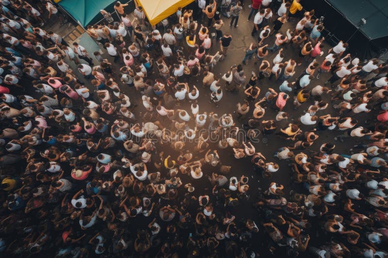Top View of Crowd of People Watching Concert, Crowd in Open Air Concert ...