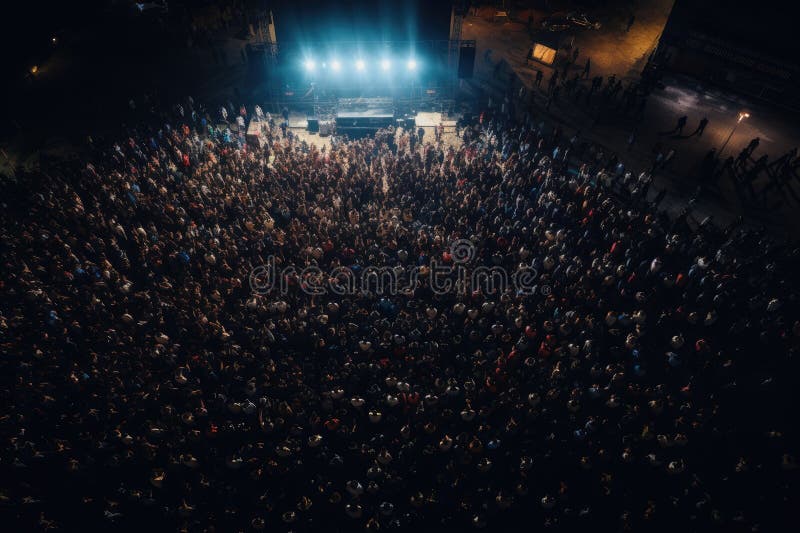 Top View of Crowd of People Watching Concert, Crowd in Open Air Concert ...