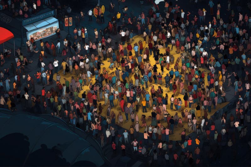 Top View of Crowd of People Watching Concert, Crowd in Open Air Concert ...