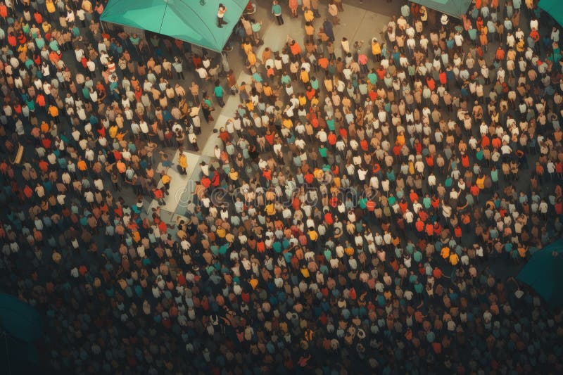 Top View of Crowd of People Watching Concert, Crowd in Open Air Concert ...