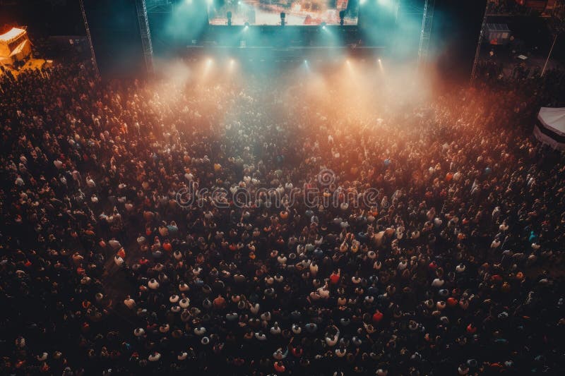 Top View of Crowd of People Watching Concert, Crowd in Open Air Concert ...