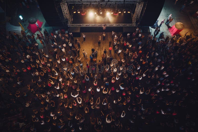 Top View of Crowd of People Watching Concert, Crowd in Open Air Concert ...