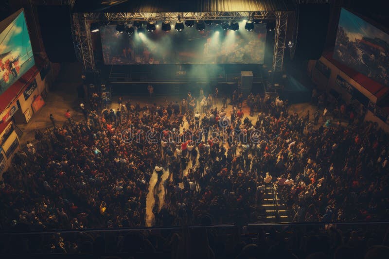 Top View of Crowd of People Watching Concert, Crowd in Open Air Concert ...