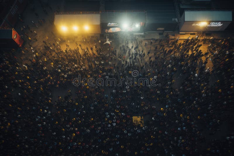 Top View of Crowd of People Watching Concert, Crowd in Open Air Concert ...