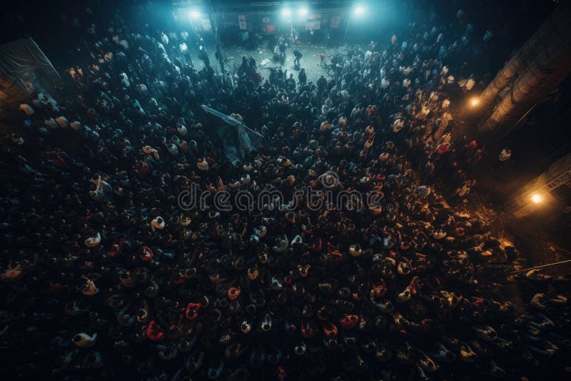 Top View of Crowd of People Watching Concert, Crowd in Open Air Concert ...