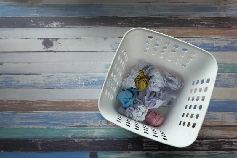 Top View of Crumbled Paper Balls in a Bin Stock Photo - Image of ...