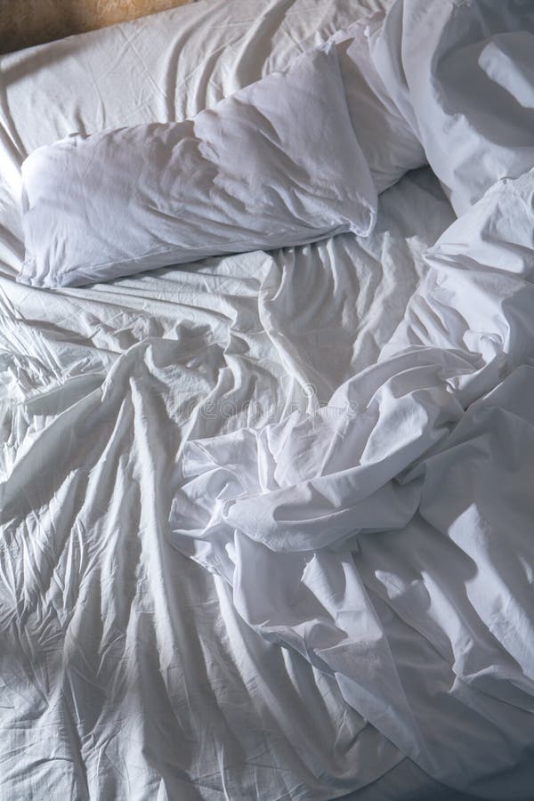 Top view of a crumpled bed stock photo. Image of crease - 114499838