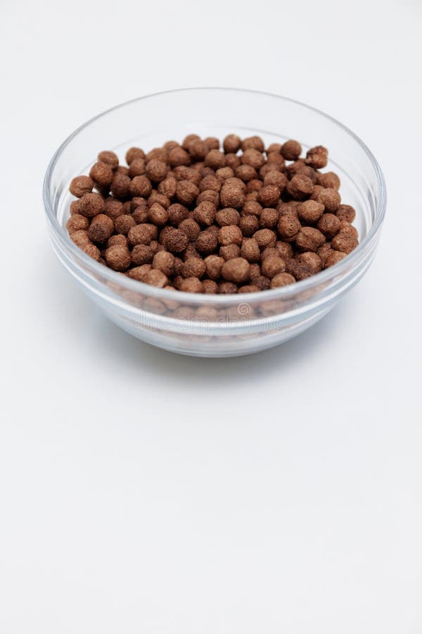 Top View of Crunchy Chocolate Breakfast Balls in Glass Bowl Stock Photo ...