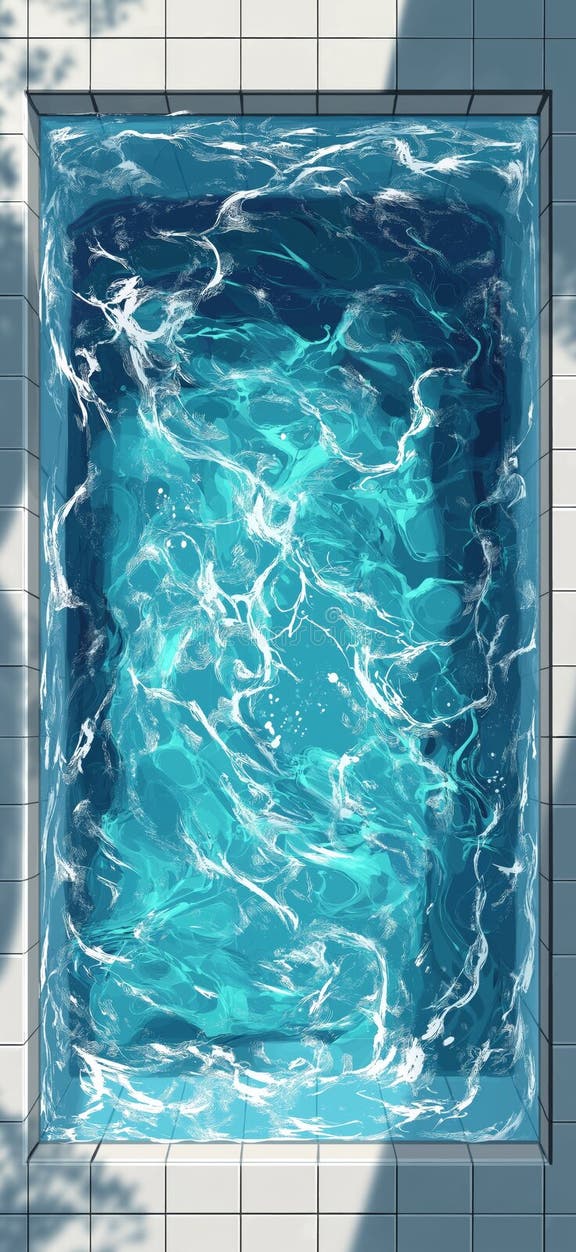 Top View of Crystal Clear Water in Rectangular Pool with Sunlit Waves ...