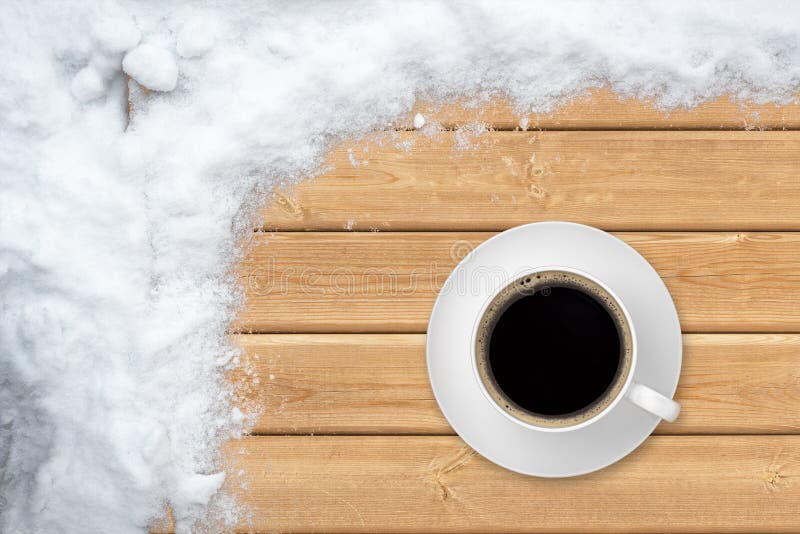 Top View of Cup Coffee with Snow Stock Photo - Image of december, cold ...