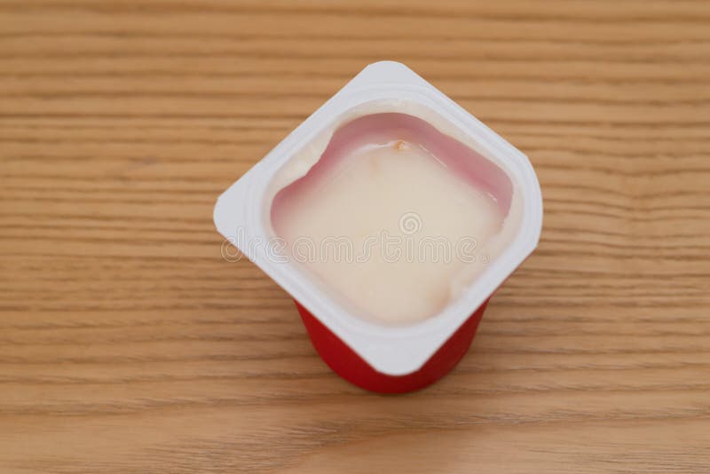 Top View Cup of Fresh Yogurt Just Been Opened Stock Photo - Image of ...