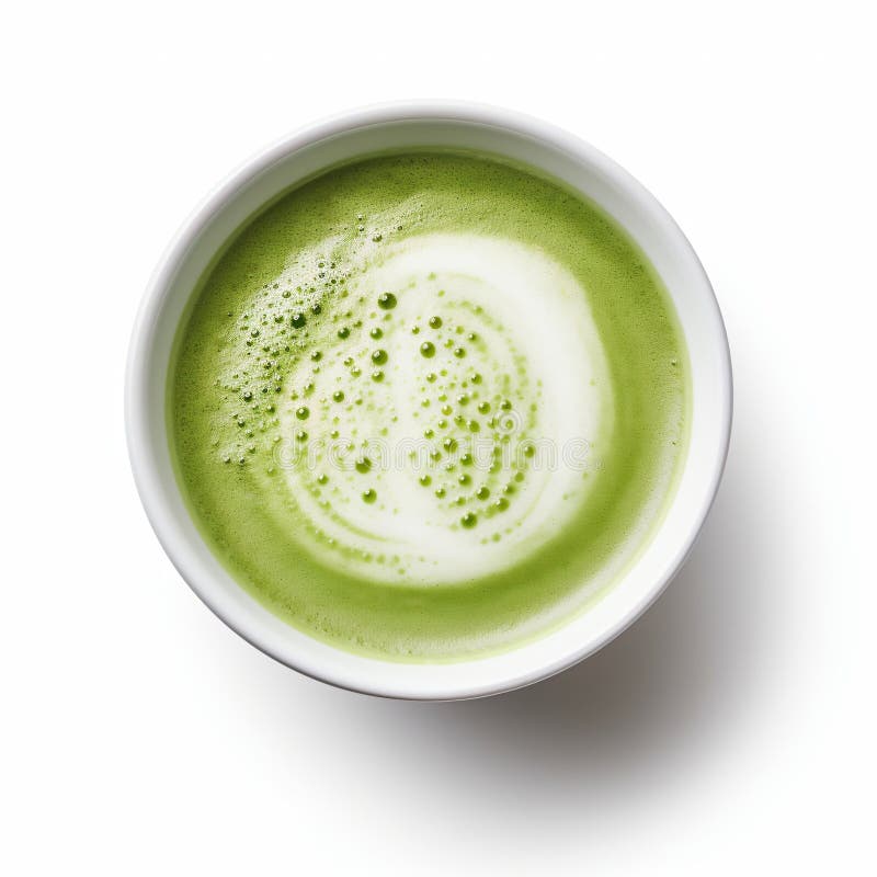 Top View of a Cup of Green Matcha Tea on a White Backdrop, AI-generated ...