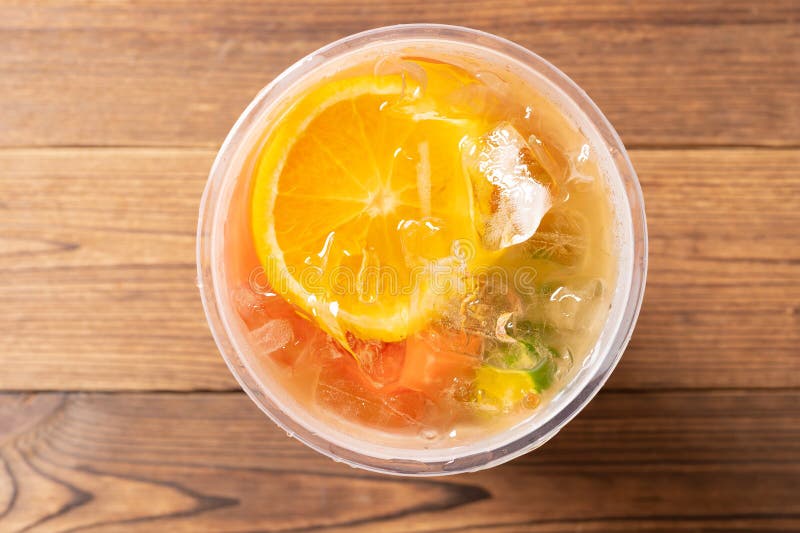 Cup of Iced Fruit Drink at Vertical Composition Stock Image - Image of ...