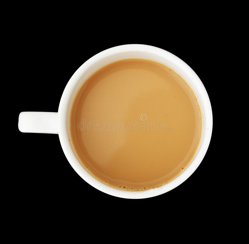 Top View of a Cup with Tea Inside on a Black Backdrop. Isolated Tea Top ...