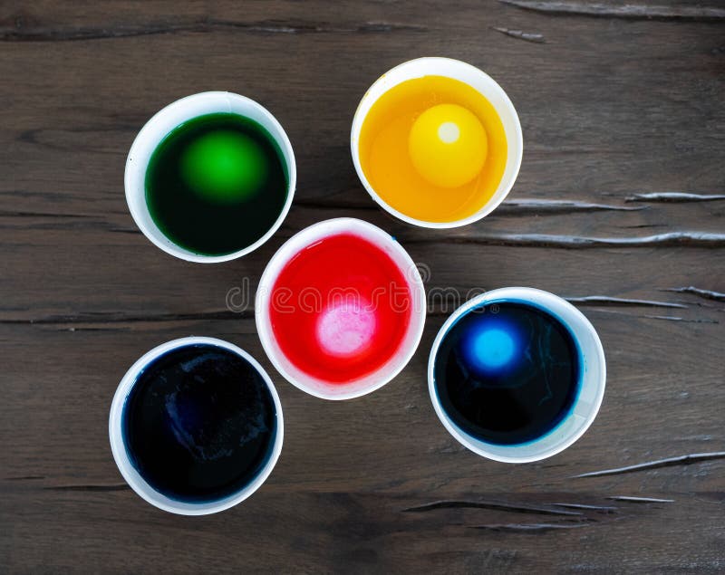 Top View of Cups with Liquid in Different Colors Stock Image - Image of ...