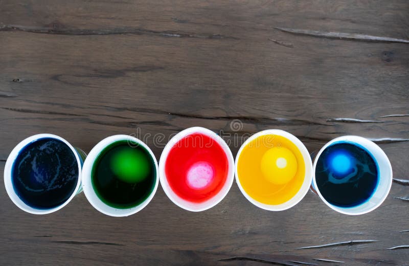 Top View of Cups with Liquid in Different Colors Stock Photo - Image of ...