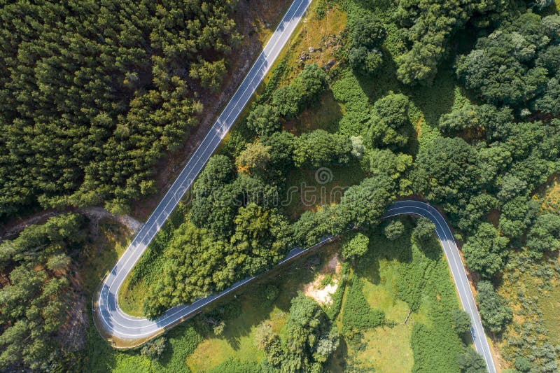 Overhead View of the Curves of a Mountain Road Stock Image - Image of ...