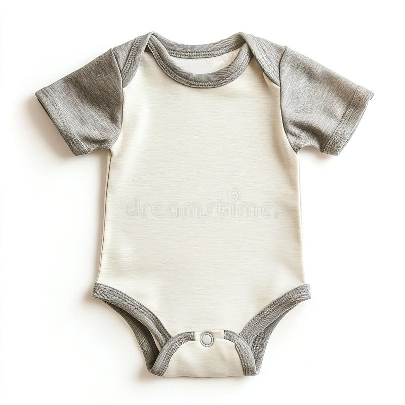 Top View Cute Baby Romper Grey and White Colors Isolated on White ...