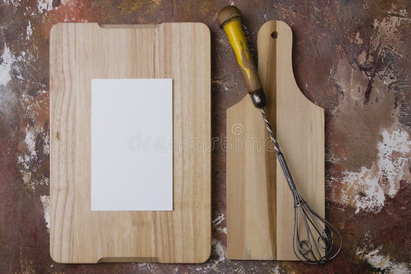 Top View of Cutting Boards and Kitchen Tools Stock Image - Image of ...