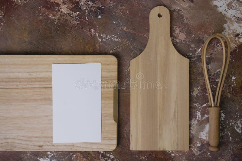 Top View of Cutting Boards and Kitchen Tools Stock Photo - Image of ...