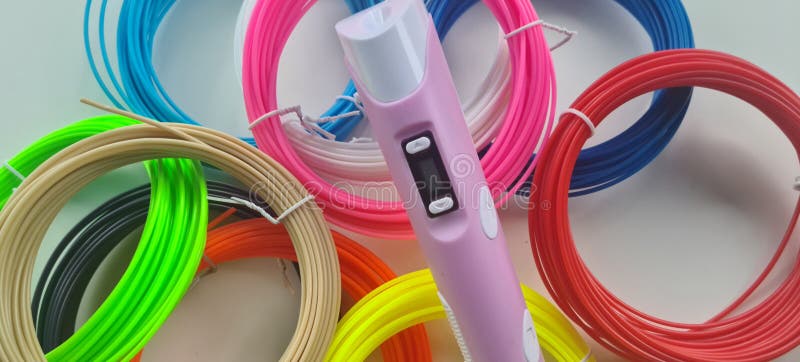 Top View of 3D Pen and a Set of Colored ABS Filament Stock Photo ...