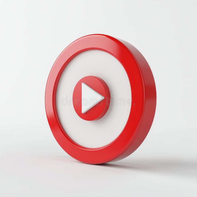 The Top View of a 3D Red Play Button is Depicted in Isolation on a ...