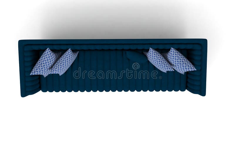 Top View of 3D Rendered Modern Three-seater Sofa of Dark Gray Color on ...